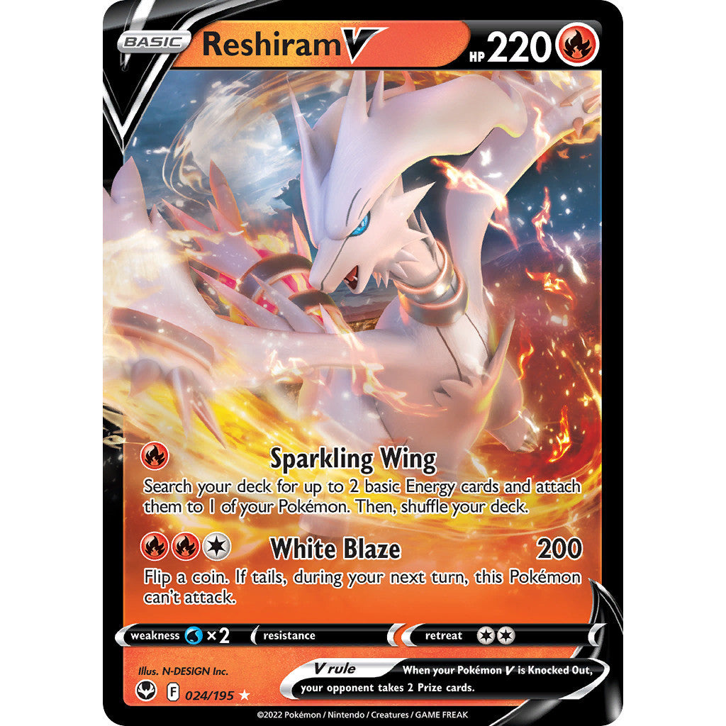 Reshiram V - 024/195 - Ultra Rare - Silver Tempest - Pokemon TCG ...