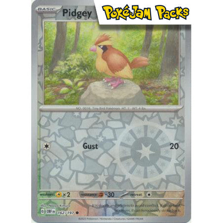 Pidgey - 162/197 - Common Reverse Holo - Obsidian Flames - Pokémon TCG ...